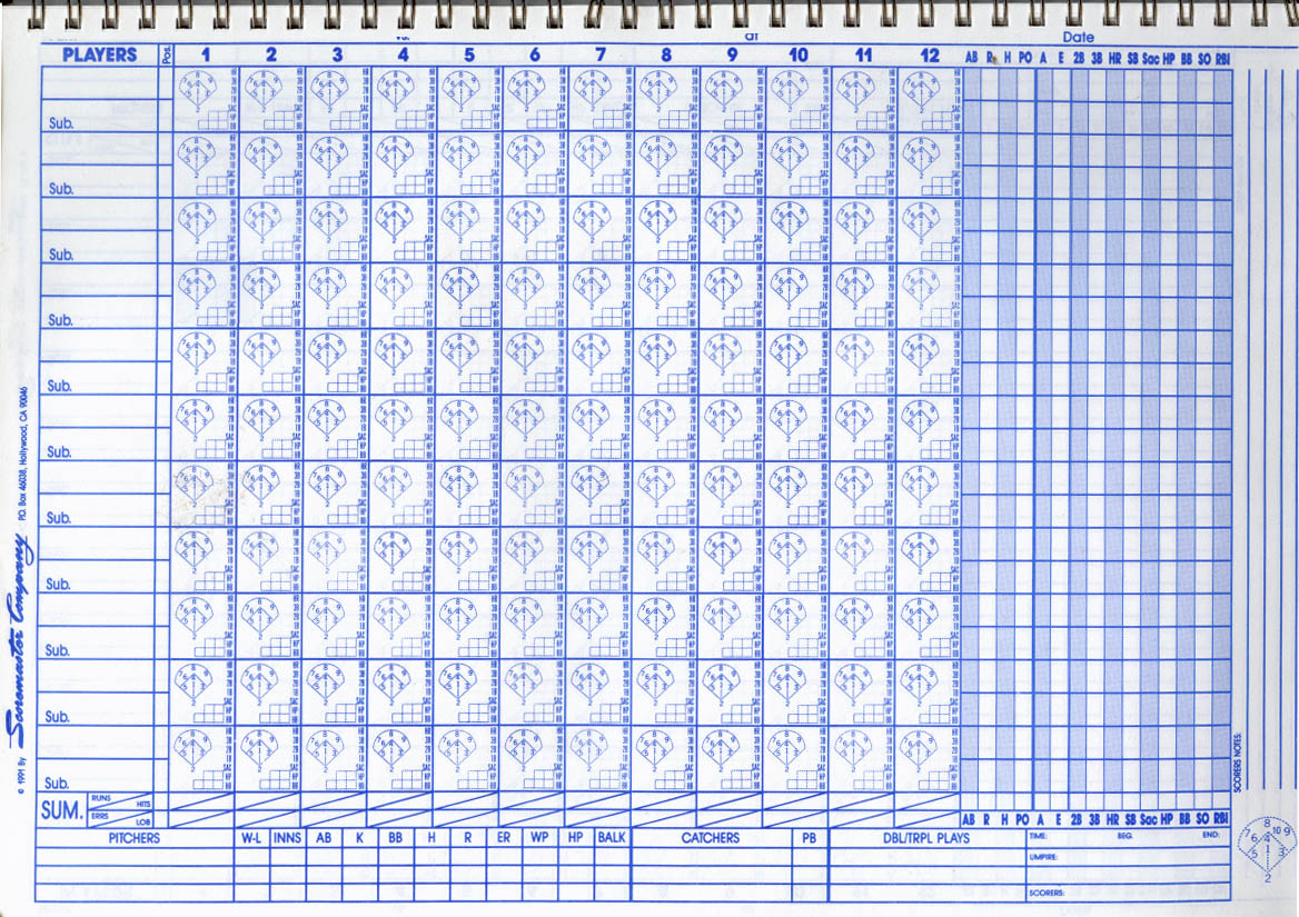 Baseball scorebook lg The Golden Sombrero Baseball Blog MLB 